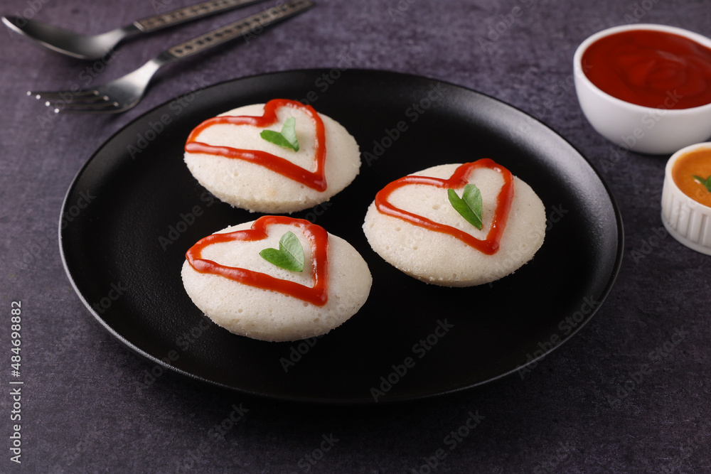 valentines day special idli idly with love red heart South Indian ...
