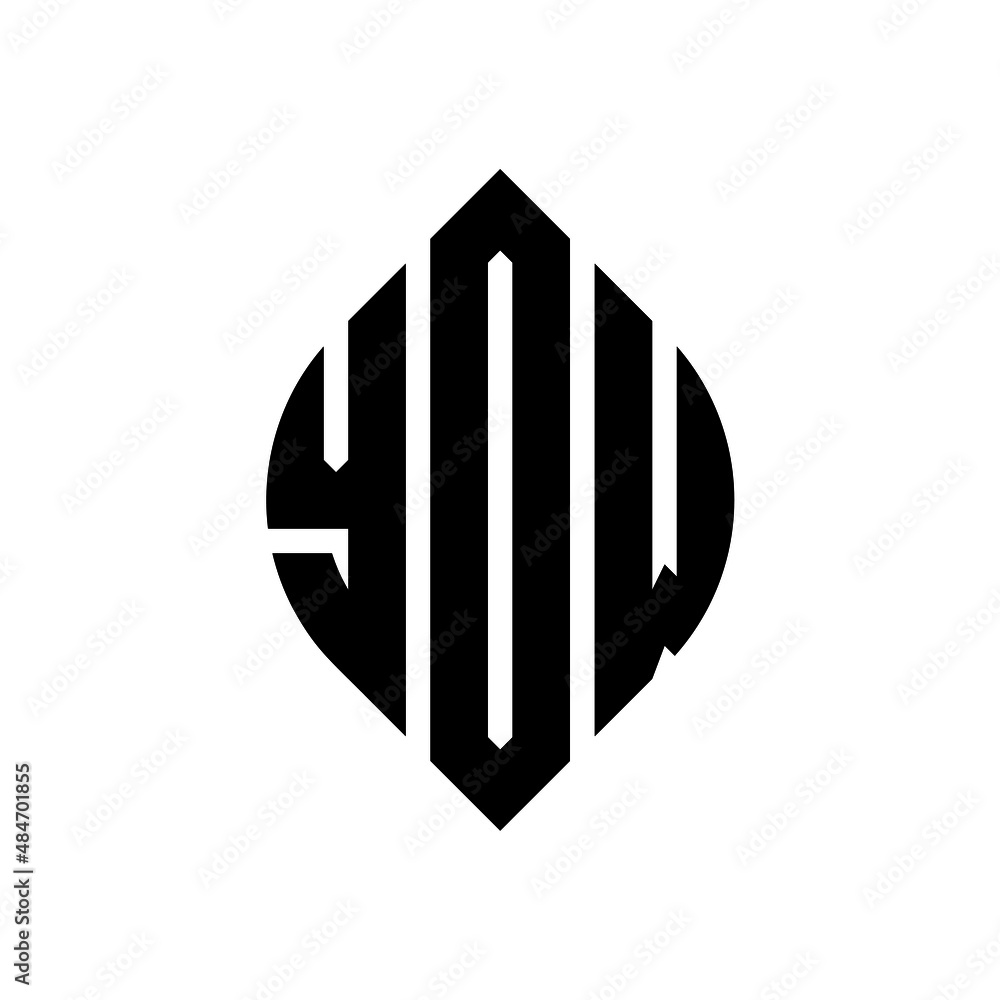 YOW circle letter logo design with circle and ellipse shape. YOW ...
