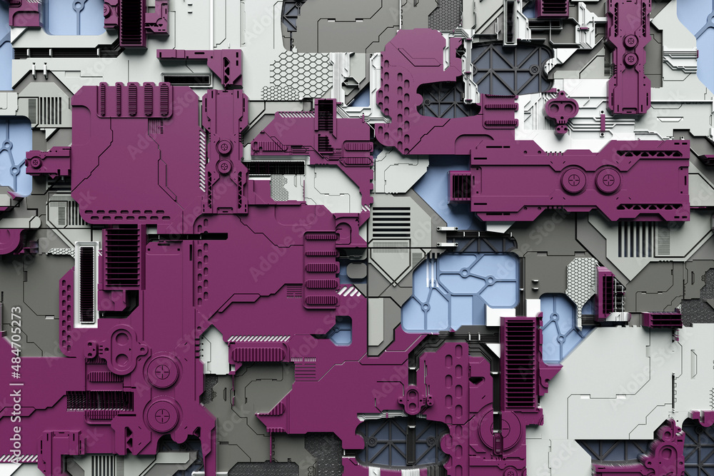 3d illustration of a realistic model of a robot or gray cyber armor ...