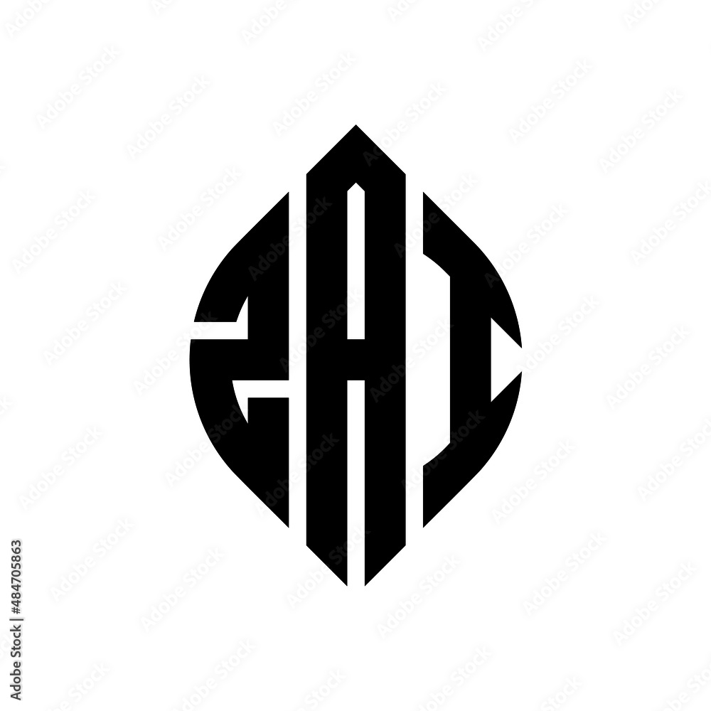 ZAI circle letter logo design with circle and ellipse shape. ZAI ...
