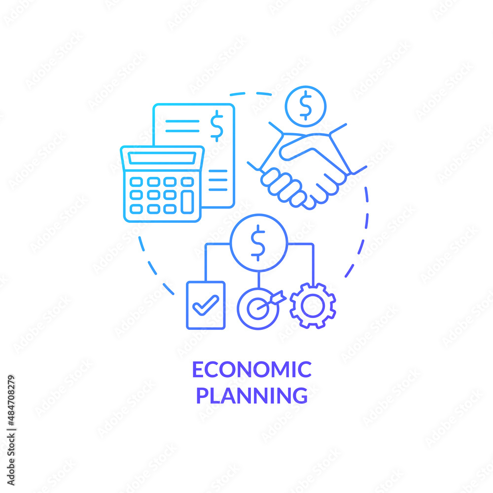 Economic planning blue gradient concept icon. Governmental regulations ...