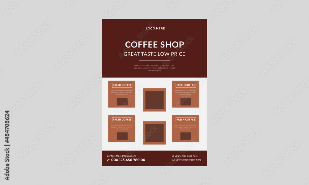 Coffee Shop flyer template, Cafe promotion flyer poster design. Cafe in ...
