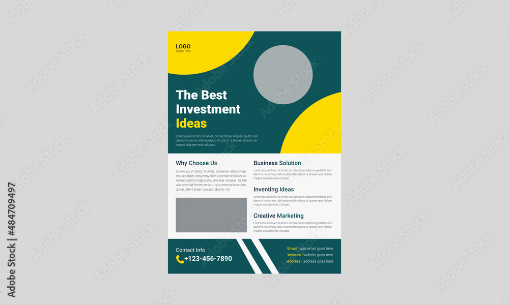 Investment flyer template design. Finance banking poster leaflet ...