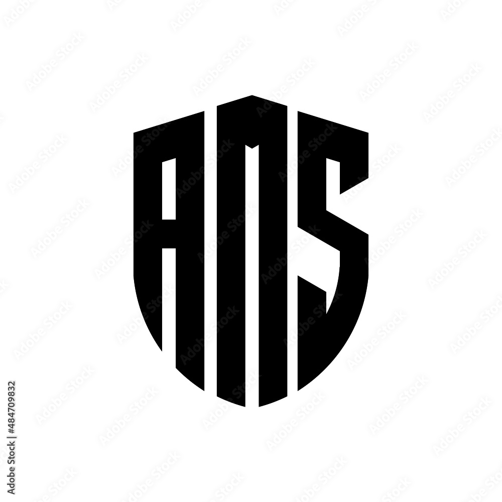 AMS letter logo design. AMS modern letter logo with black background ...