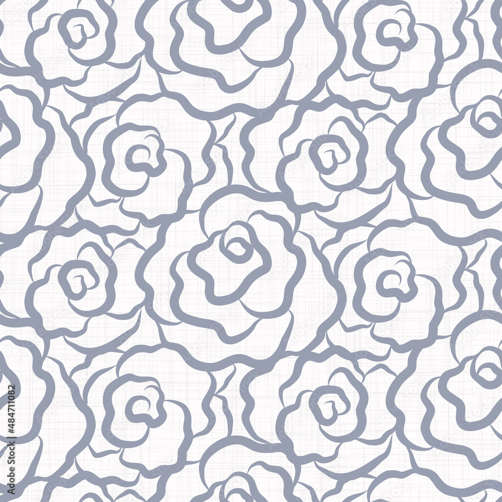 French blue floral linen seamless pattern with 2 tone country cottage ...