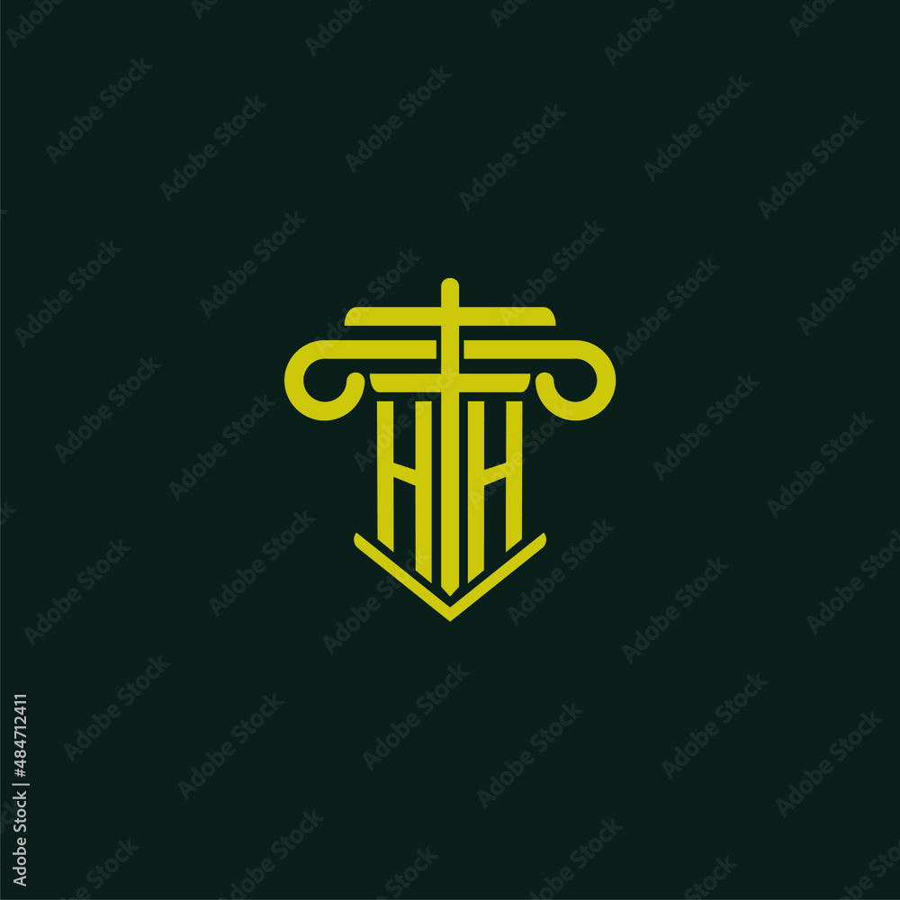 HH initial monogram logo design for law firm with pillar vector image Stock Vector | Adobe Stock