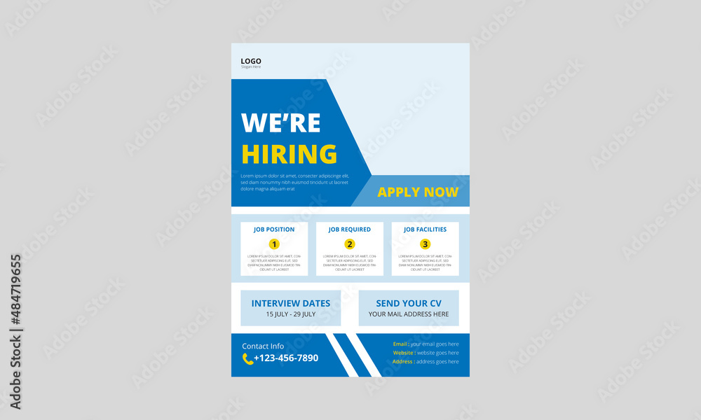 We are hiring flyer design. Job offer leaflet template. Job vacancy ...