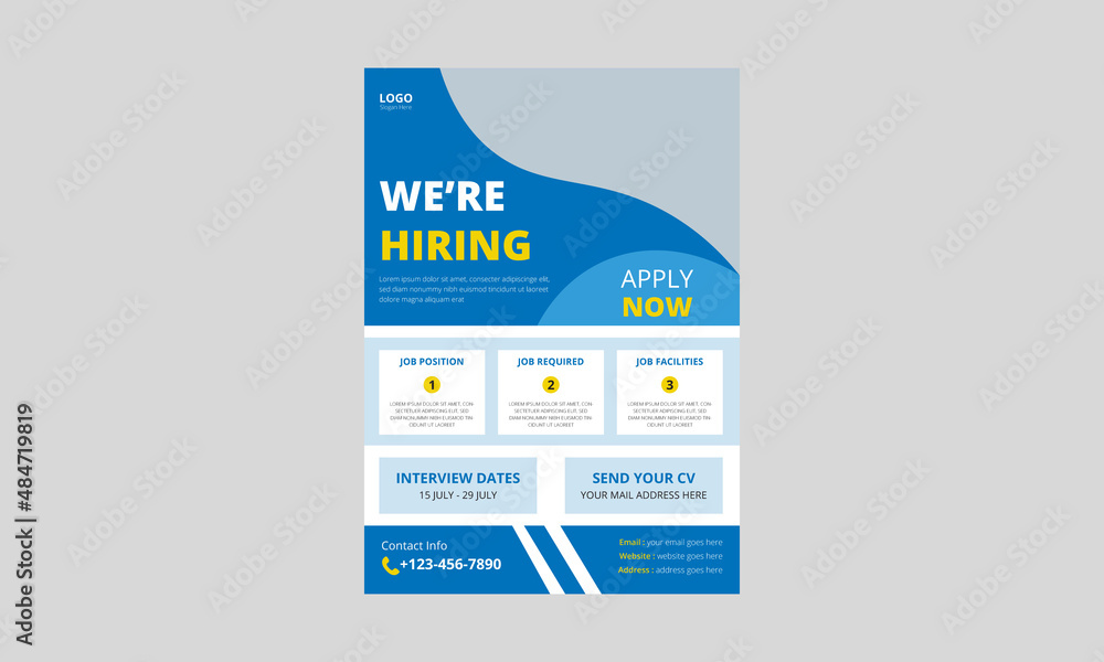 We are hiring flyer design. Job offer leaflet template. Job vacancy ...