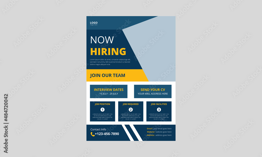 We are hiring flyer design. Job offer leaflet template. Job vacancy ...