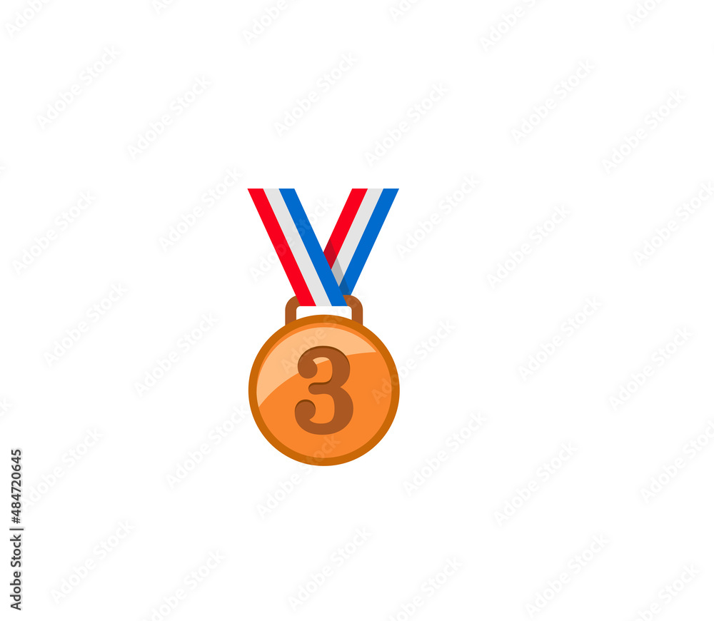Third place medal vector isolated icon. Emoji illustration. Third place ...
