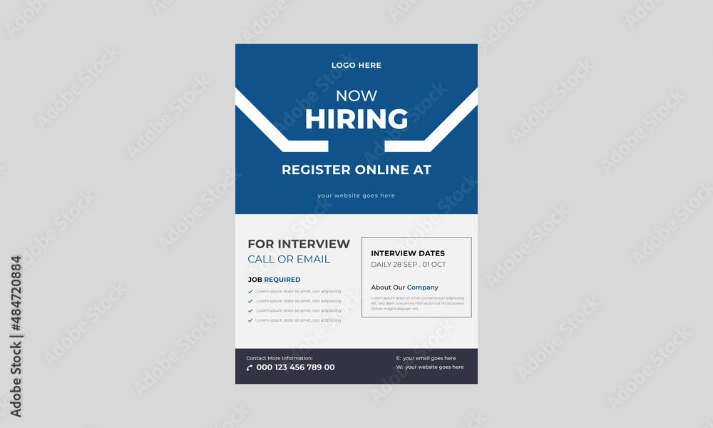 We are hiring flyer design. Job offer leaflet template, Job vacancy ...