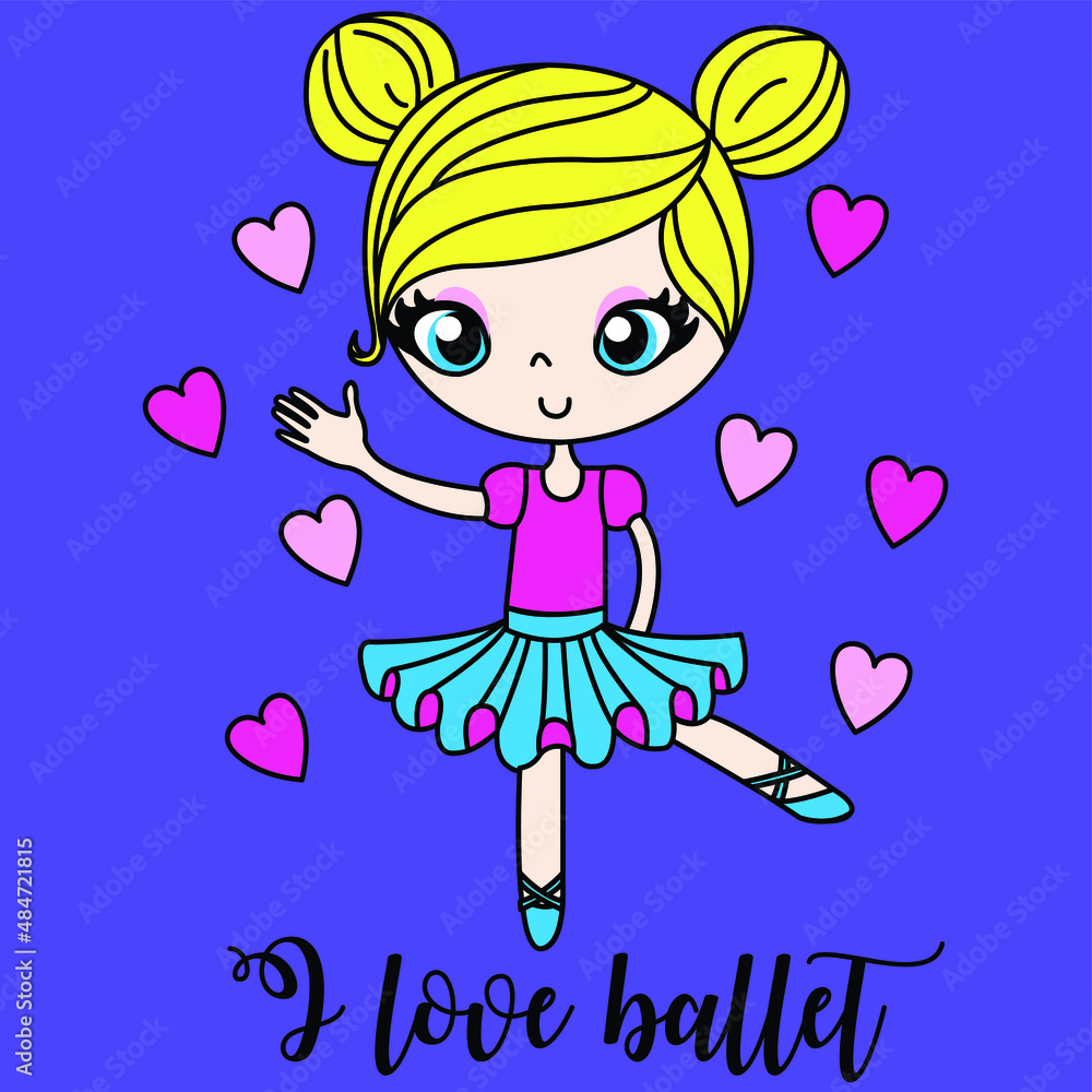 GIRL DANCING BALLET AND IS RAISING HER HAND IN THE AIR Stock Vector ...