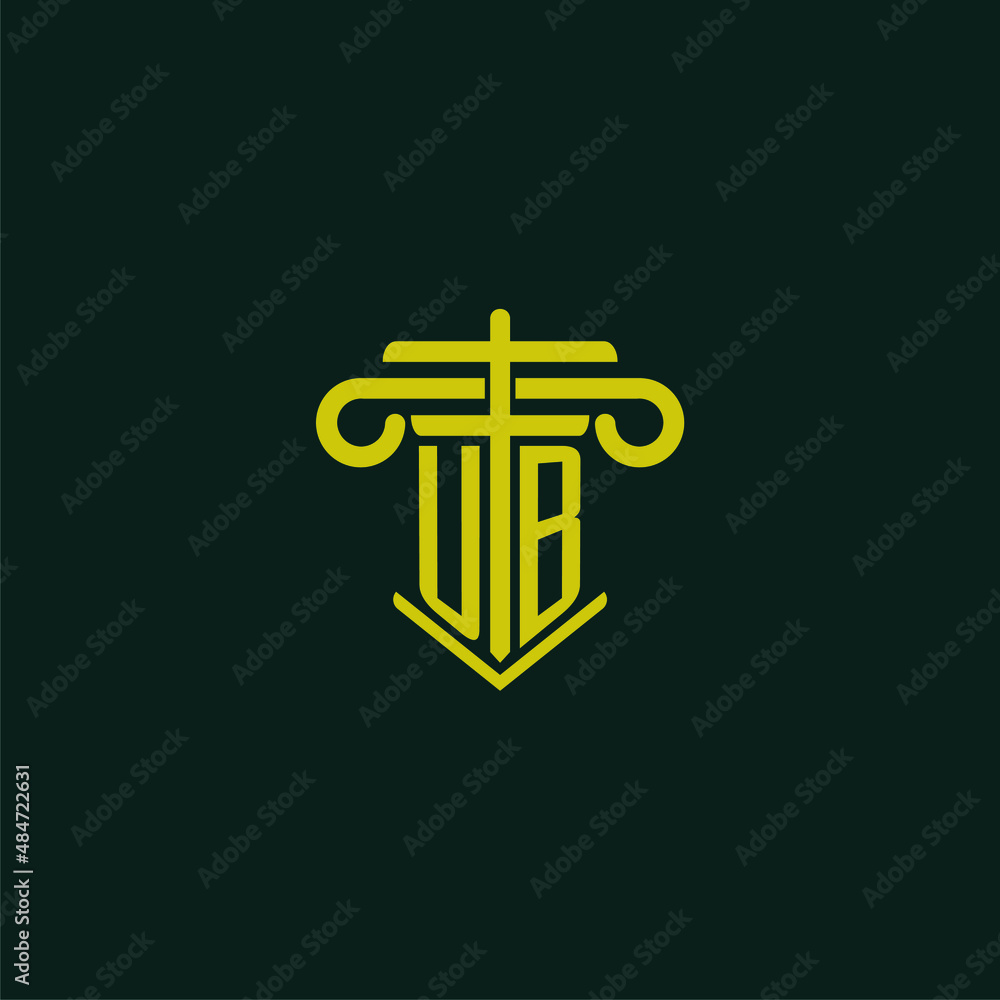 UB initial monogram logo design for law firm with pillar vector image ...