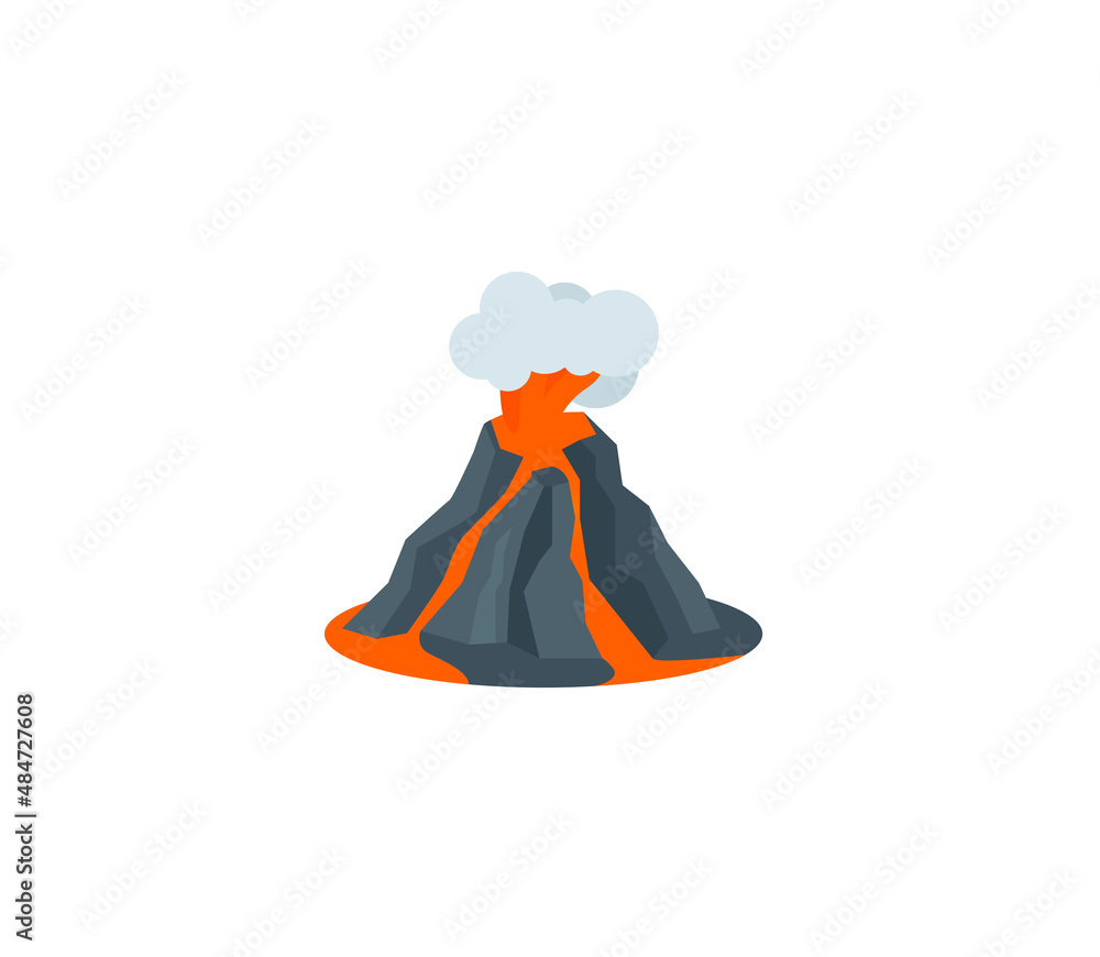 Vecteur Stock Volcano eruption vector isolated icon. Emoji illustration ...