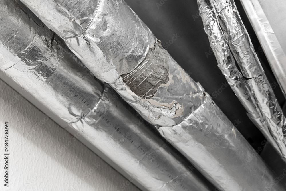 Ventilation air conditioning system in thermal insulation material duct ...