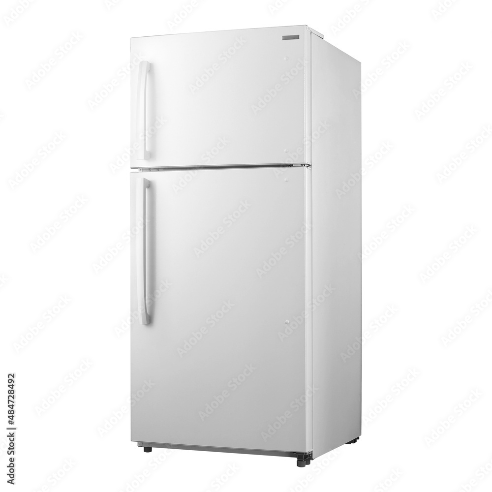 Top Mount Two Door Refrigerator Isolated on White. Full Frost Free ...