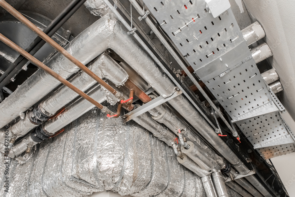 Ventilation air conditioning system in thermal insulation material duct ...