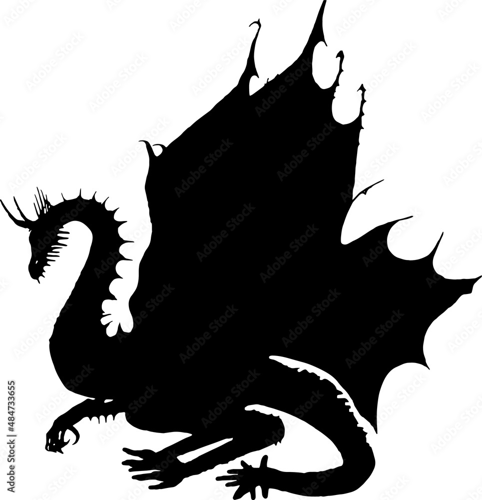 Vetor de dragon EPS, dragon Silhouette, dragon Vector, dragon Cut File ...