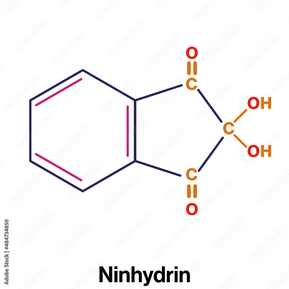 Ninhydrin Chemical Structure, Detailed Vector Illustration of Organic ...