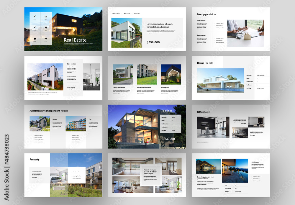 Real Estate Presentation Slides Layout Stock Template | Adobe Stock
