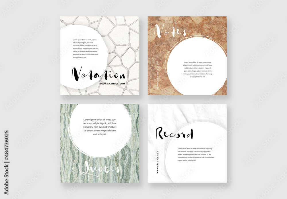 Four Creative Note Layouts with Textured Backgrounds Stock Template ...