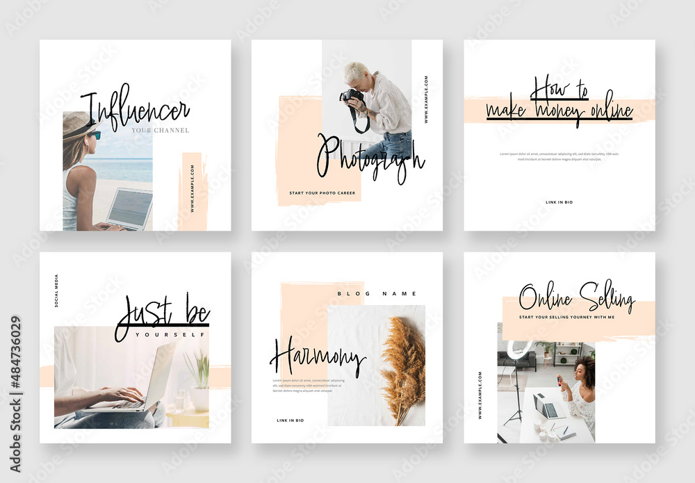Social Media Layouts for Bloggers and Influencers Stock Template ...