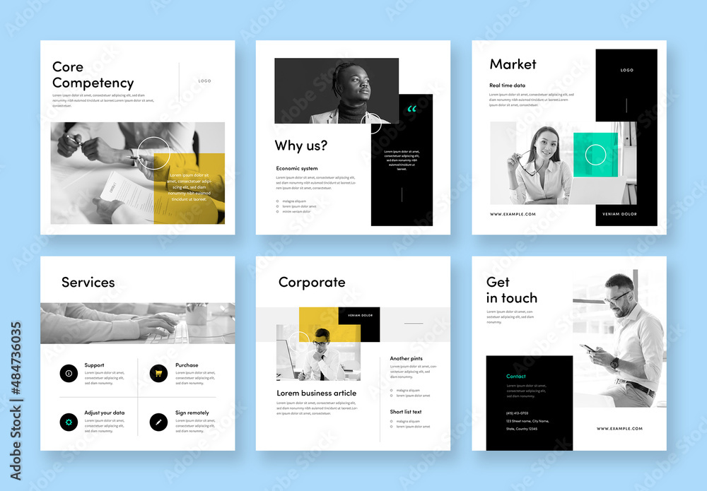 Square Mobile Layouts for Creative Corporation Stock Template | Adobe Stock