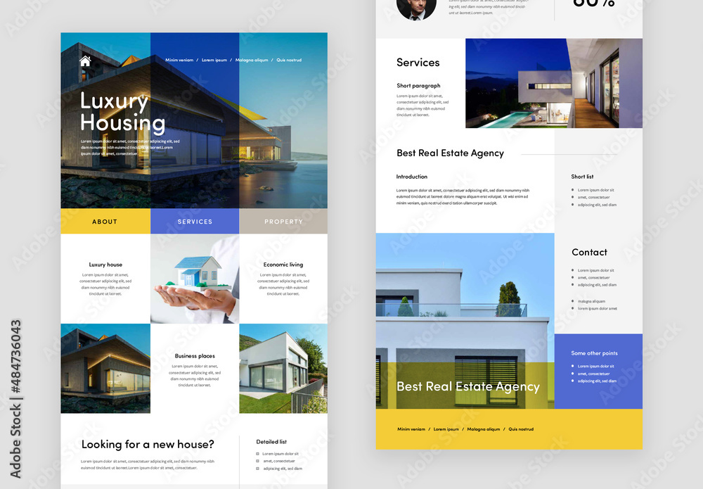 Email Newsletter with Blue Accent Stock Template | Adobe Stock