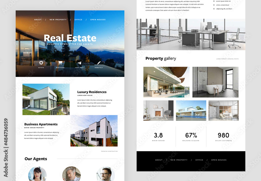 Elegant Social Layouts with Teal Accent for Real Estate Agency Stock ...