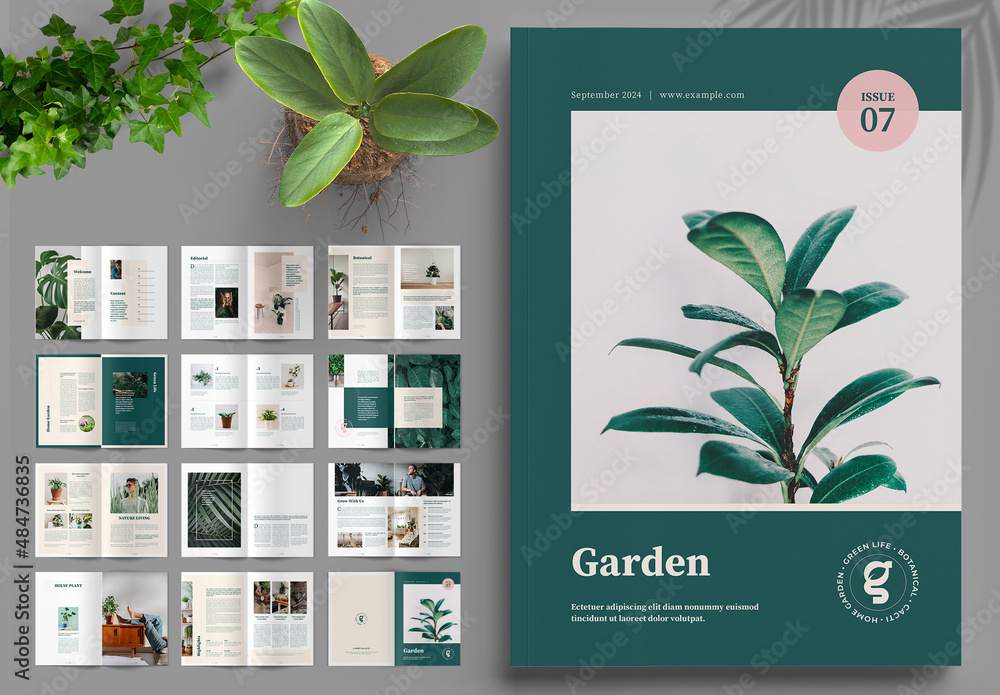 Garden Botanical Layout with Green Accents Stock Template | Adobe Stock