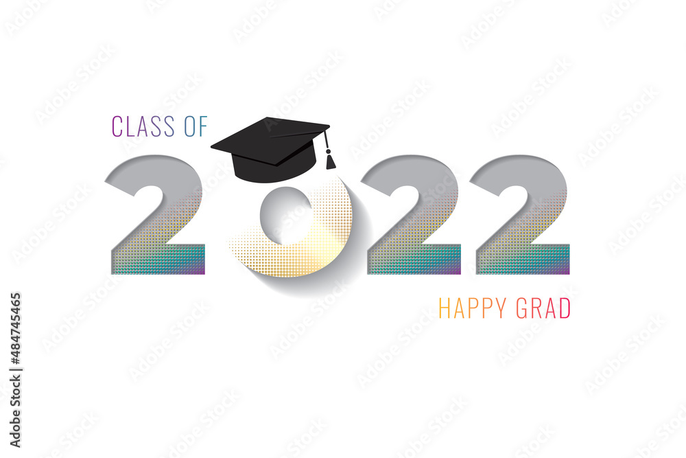Class of 2022 Cut and Fading Numerals Logo with Square Academic Cap ...