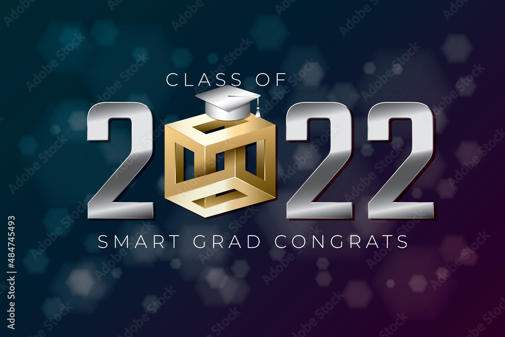 Class of 2022 Silver Metallic Numerals Logo with Irrational Cube ...