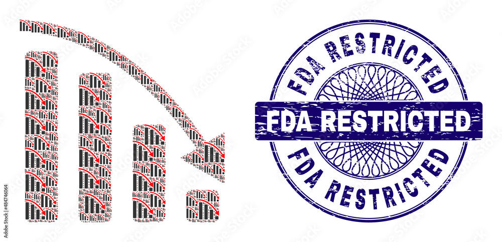 Recursive collage negative trend and FDA Restricted round rubber stamp ...