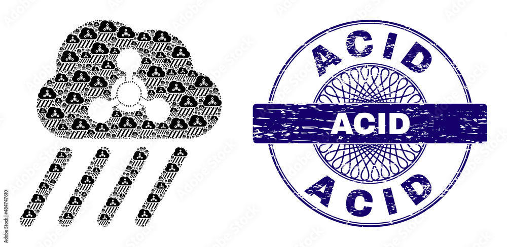 Recursive composition acid rain and Acid round corroded stamp print ...