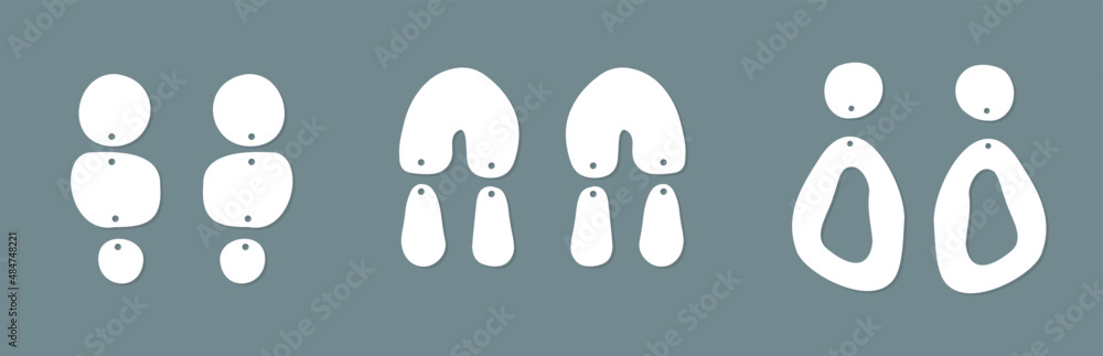 Vector Earrings templates set. Boho hand drawn various shapes. Modern ...