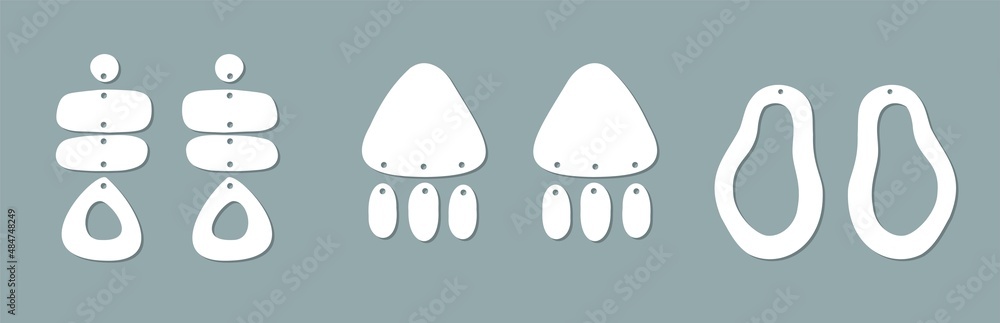 Vector Earrings templates set. Boho hand drawn various shapes. Modern ...