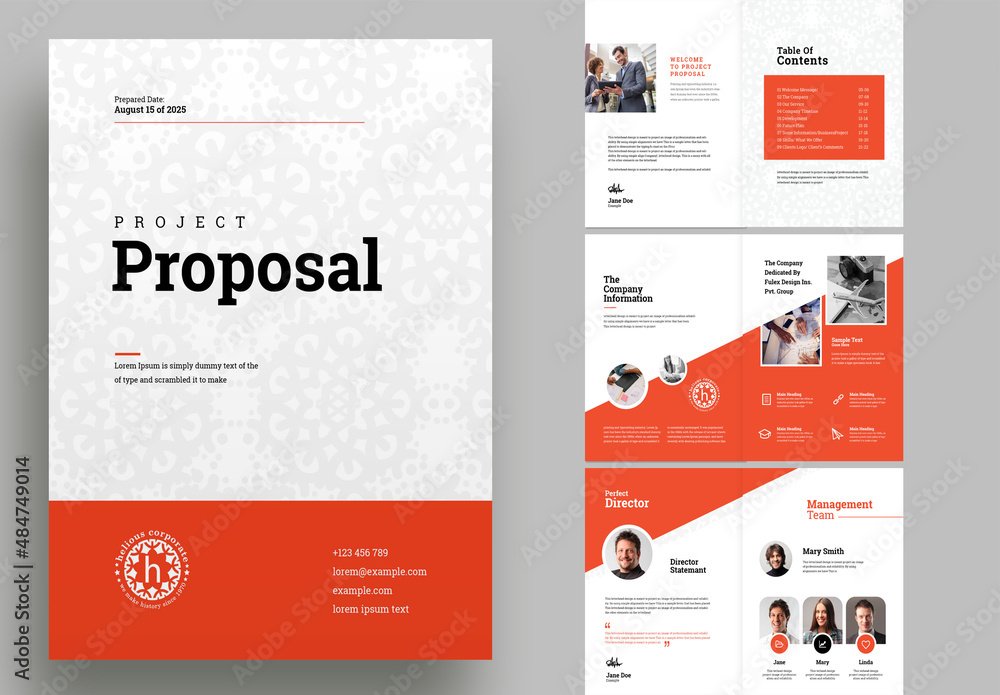 Red Accent Business Project Proposal Stock Template | Adobe Stock