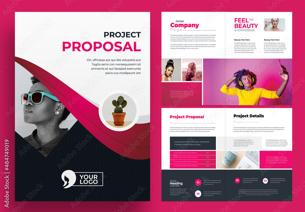 Health Beauty Proposal with Dark and Magenta Accents Stock Template ...