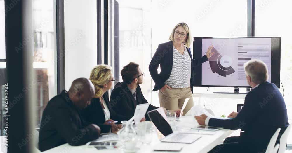 Steering her team to excellence. Female coach, leader giving business ...