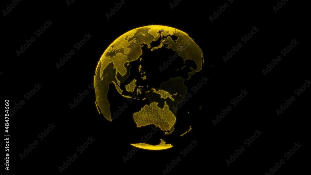 Rotating world globe from glowing particles. Digital planet Earth ...