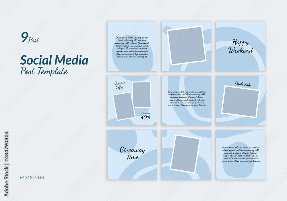 Set of Social Media Instagram Design Post Template for 9 Post with ...