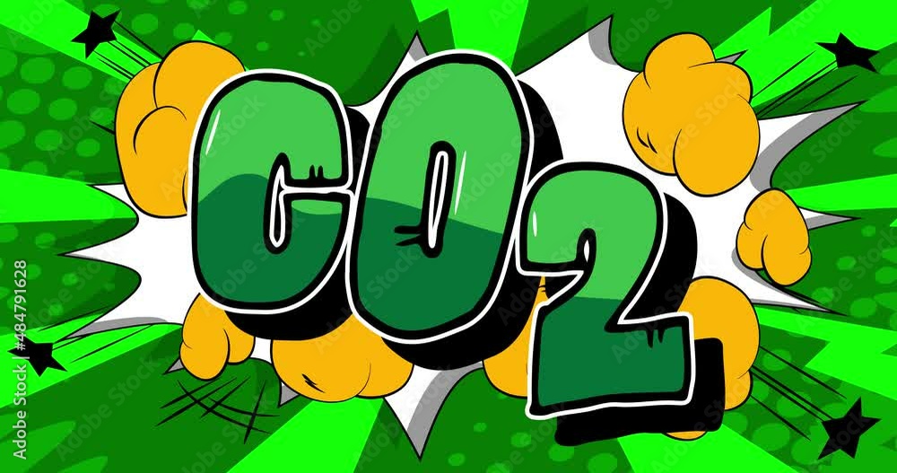 CO2. 4k animated Comic book word text moving on abstract comics ...