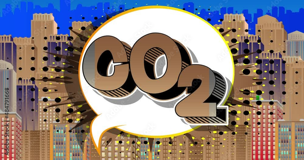 Vídeo do Stock: CO2. 4k animated Comic book word text moving on ...