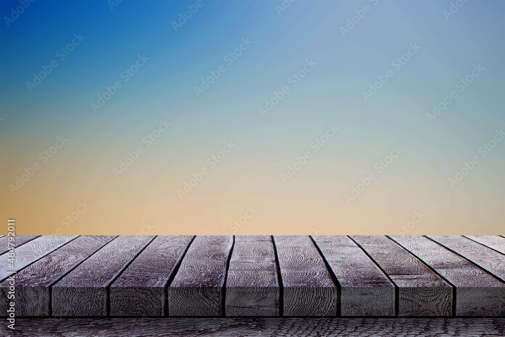 Wood table top on editable background, Use as product display montage ...