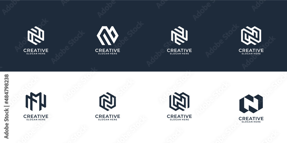 Collection of letter M N line logo design template. creative minimal ...
