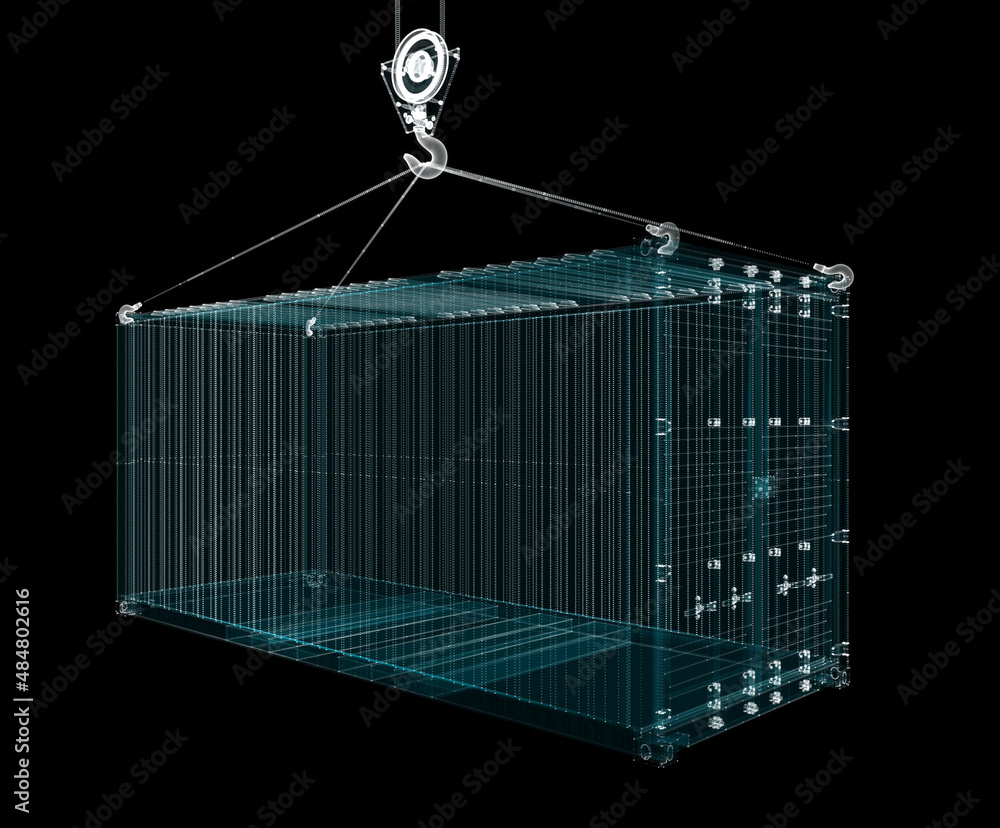 Cargo Shipping Container Hologram. Transport and Technology Concept Stock Illustration | Adobe Stock
