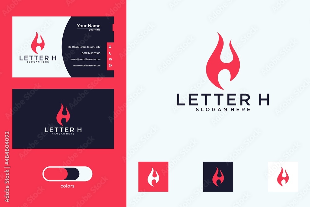 letter h with fire logo design Stock Vector | Adobe Stock