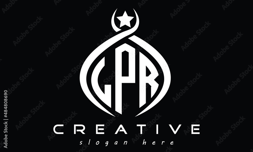 LPR three letters monogram curved initial logo design, geometric oval ...