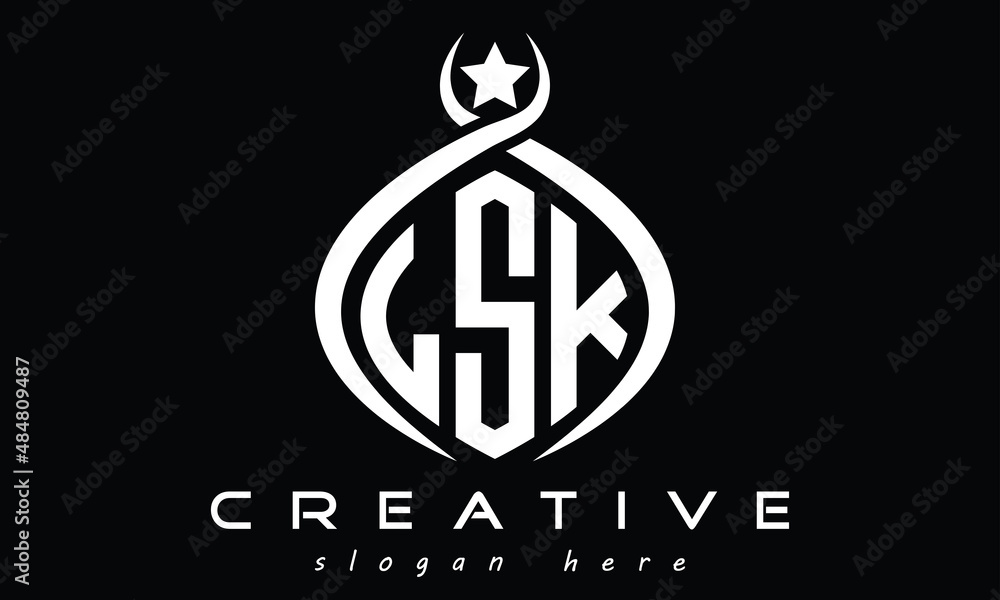 LSK three-letter monogram curved initial logo design, geometric ...