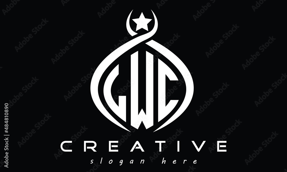 LWC three letters monogram curved initial logo design, geometric oval ...